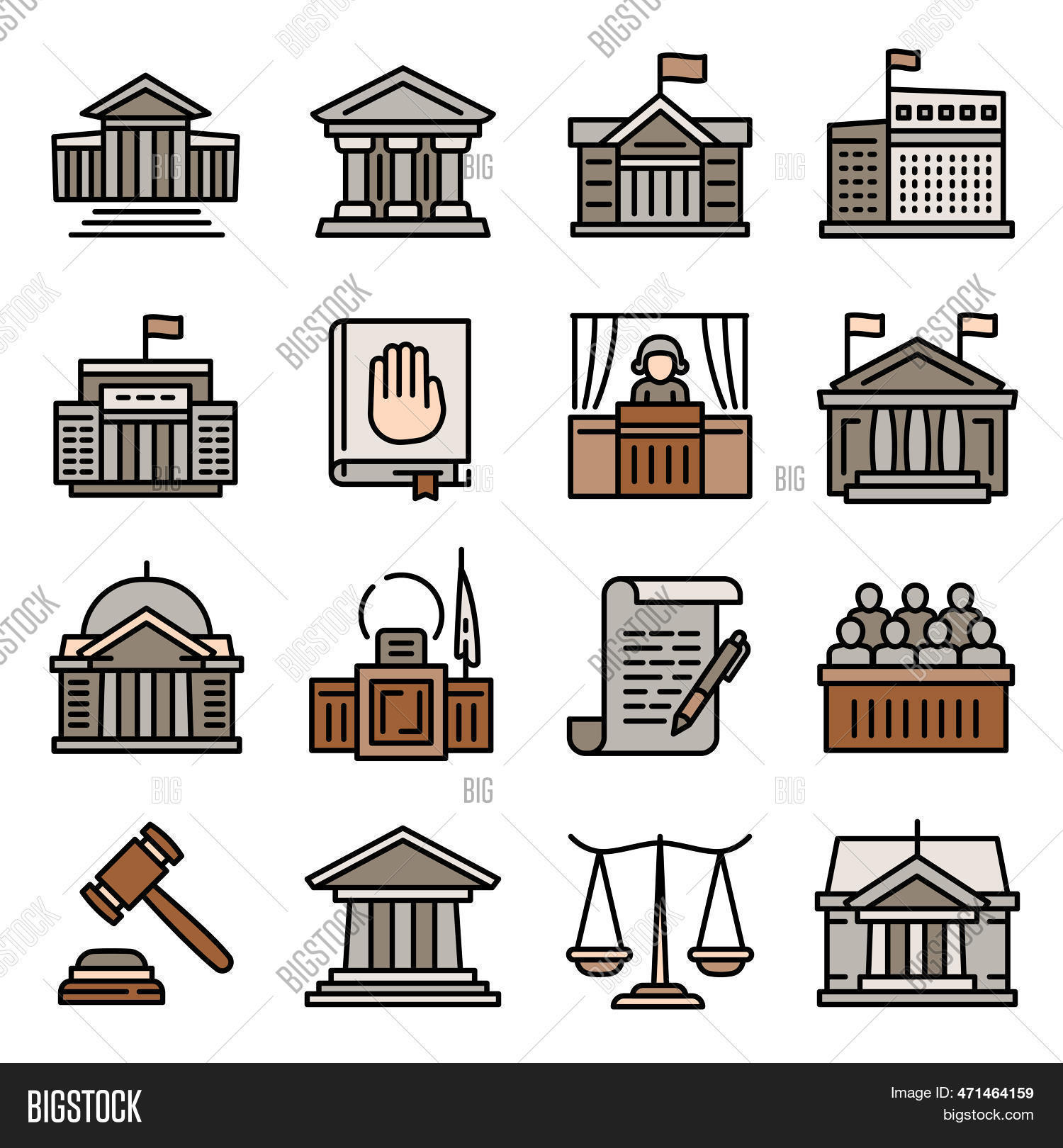 Courthouse Icons Set. Image & Photo (Free Trial) | Bigstock