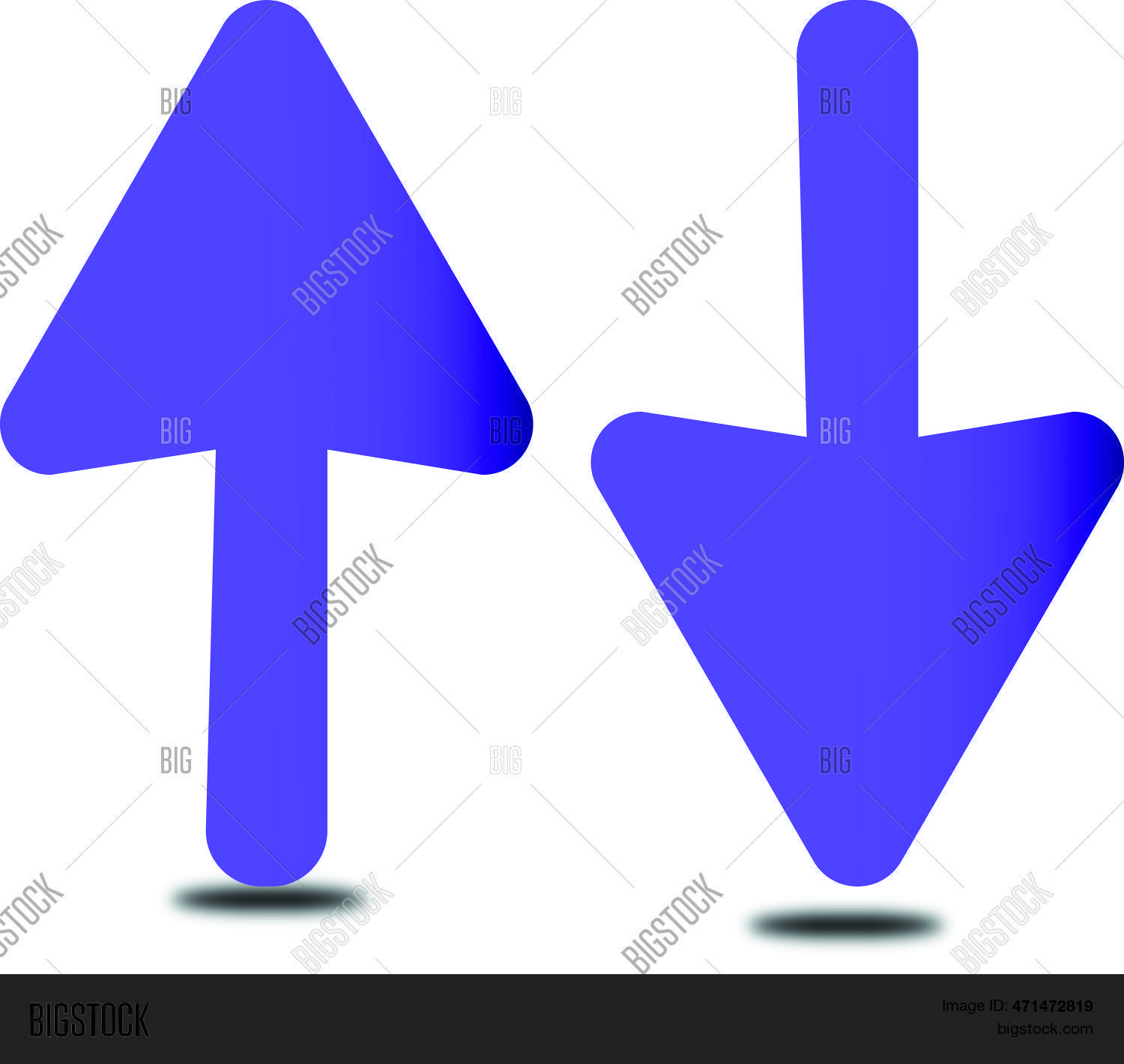 Blue Color Arrow Down Vector & Photo (Free Trial) | Bigstock