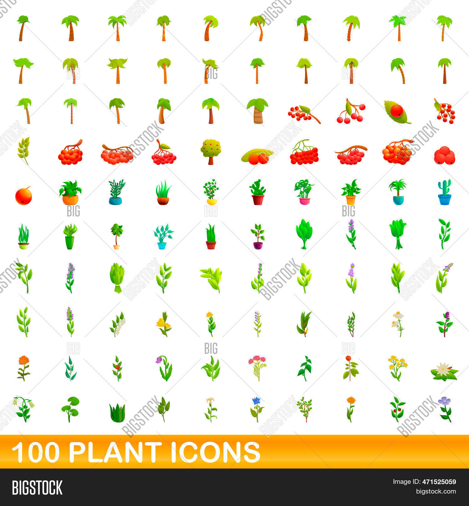 100 Plant Icons Set. Image & Photo (Free Trial) | Bigstock