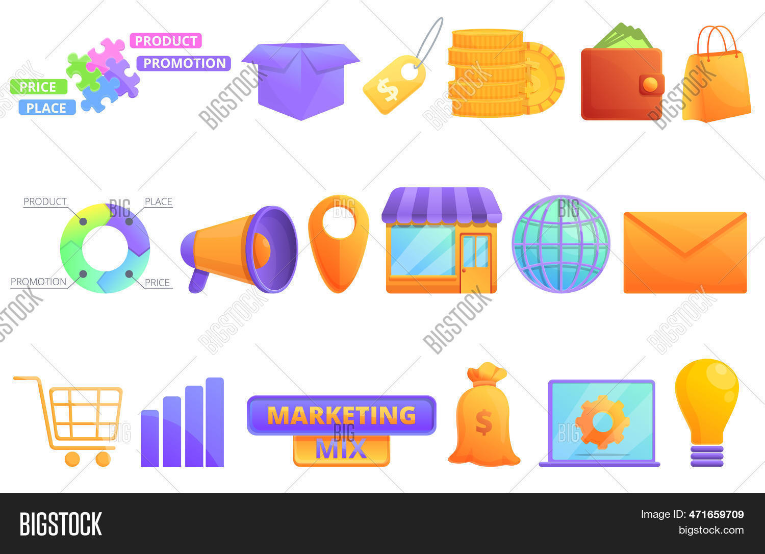 Marketing Mix Icons Image & Photo (Free Trial) | Bigstock