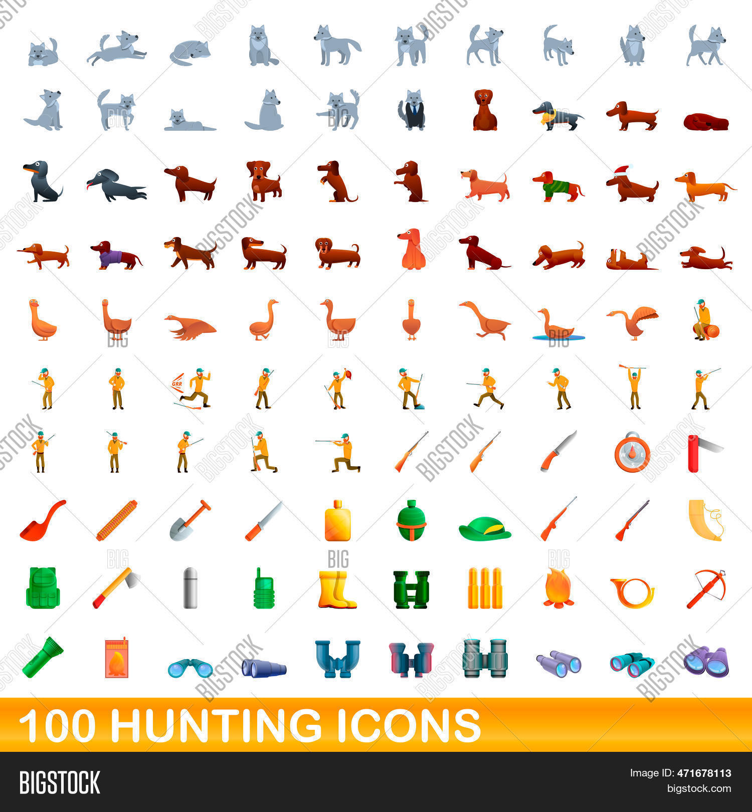 100 Hunting Icons Set Image & Photo (Free Trial) | Bigstock