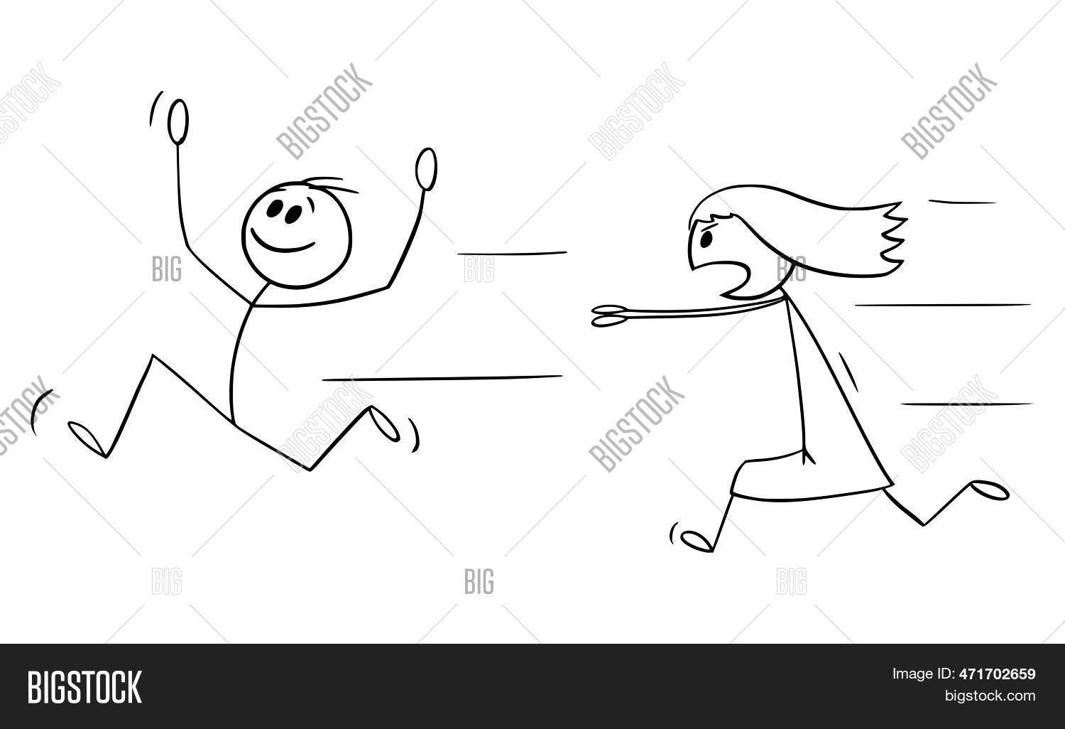 Child Girl Chasing Boy Image & Photo (Free Trial) | Bigstock