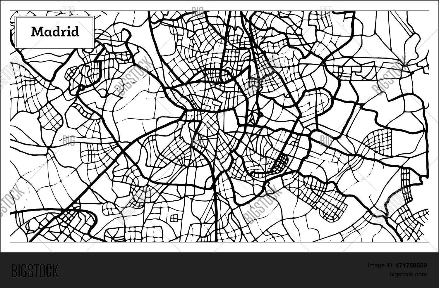 Madrid Spain Map Vector & Photo (Free Trial) | Bigstock