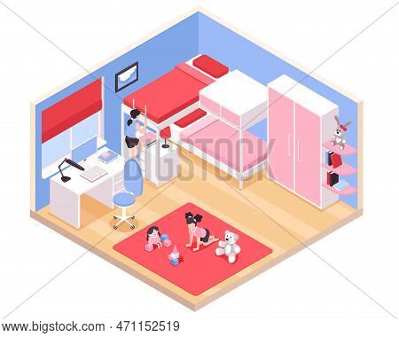 Isometric View Of Bedroom