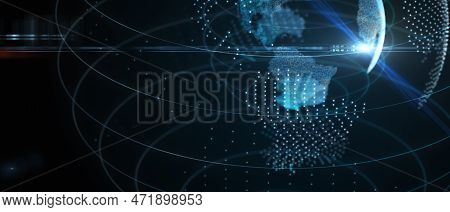 Map Of The Planet. World Map. Global Social Network. Future. Blue ...