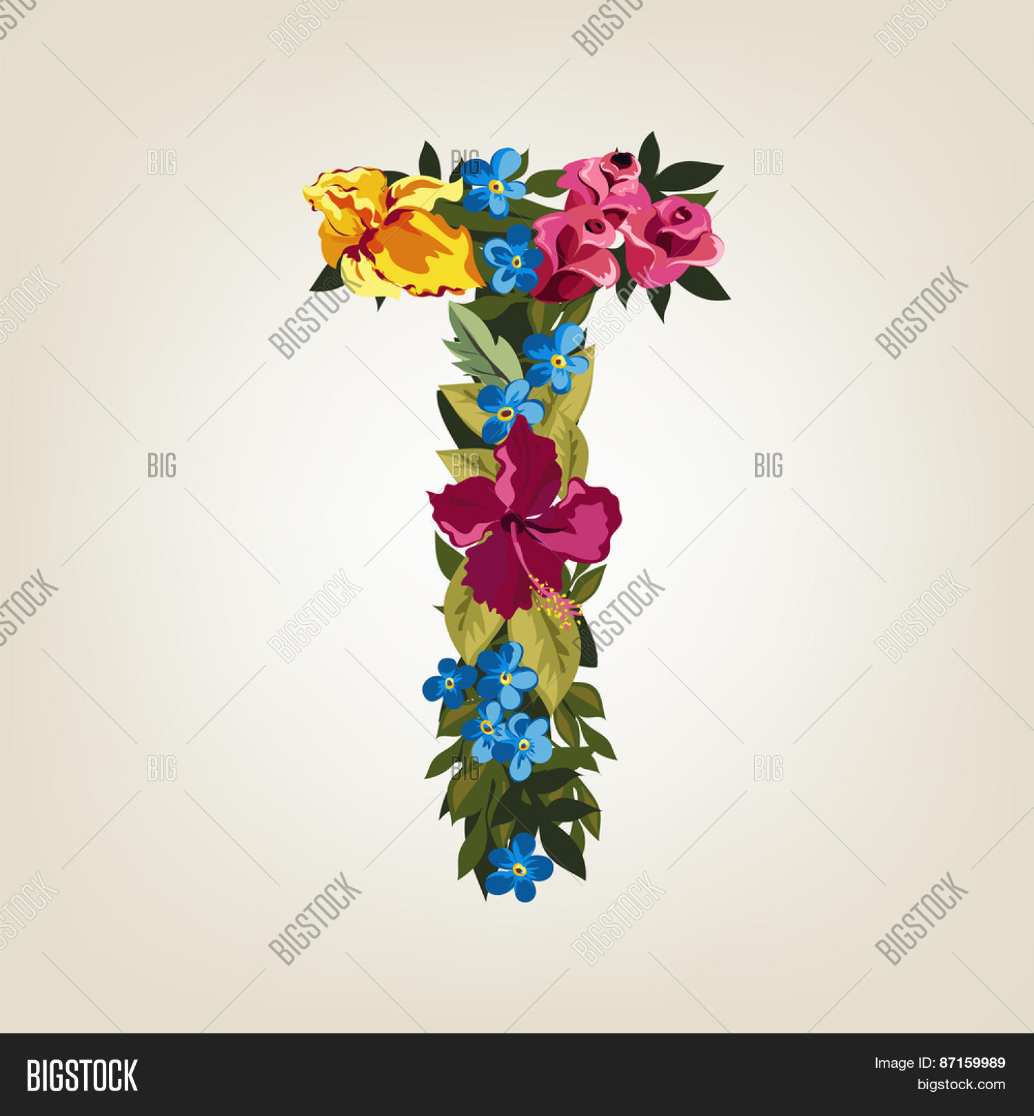 T Letter. Flower Vector & Photo (Free Trial) | Bigstock