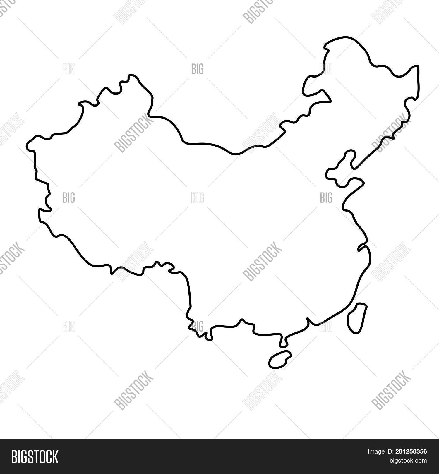 Map China - Outline. Image & Photo (Free Trial) | Bigstock