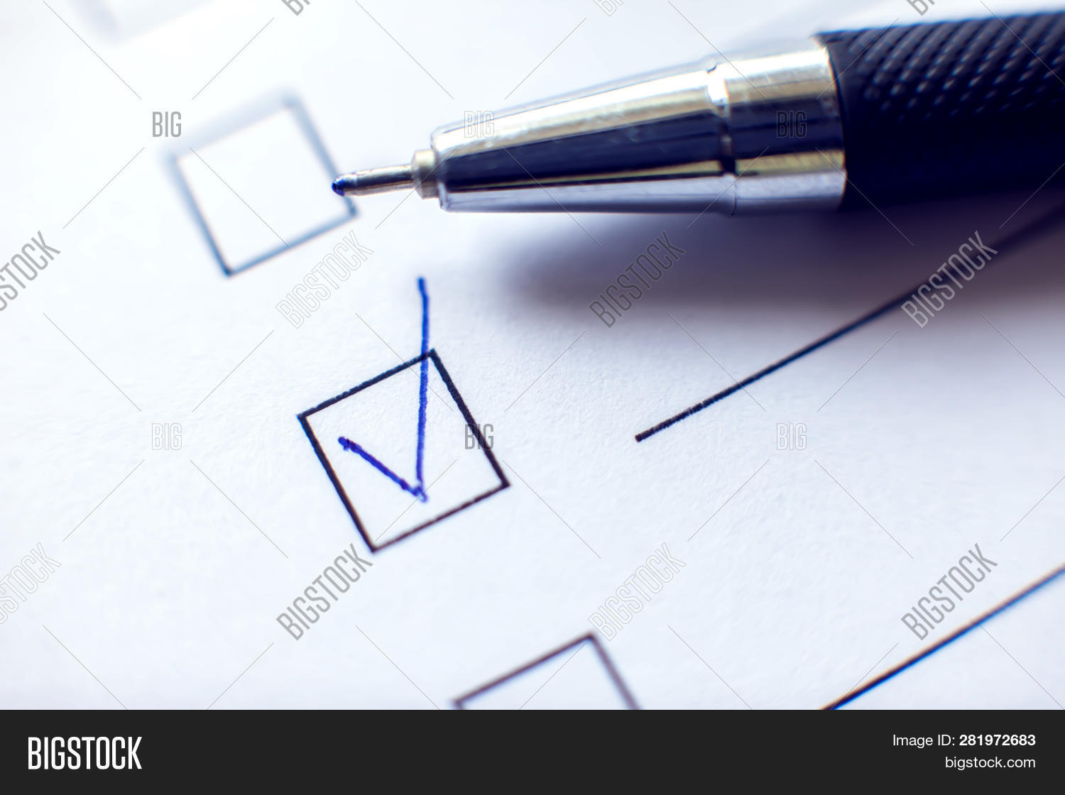 Checklist Pen On White Image & Photo (Free Trial) | Bigstock