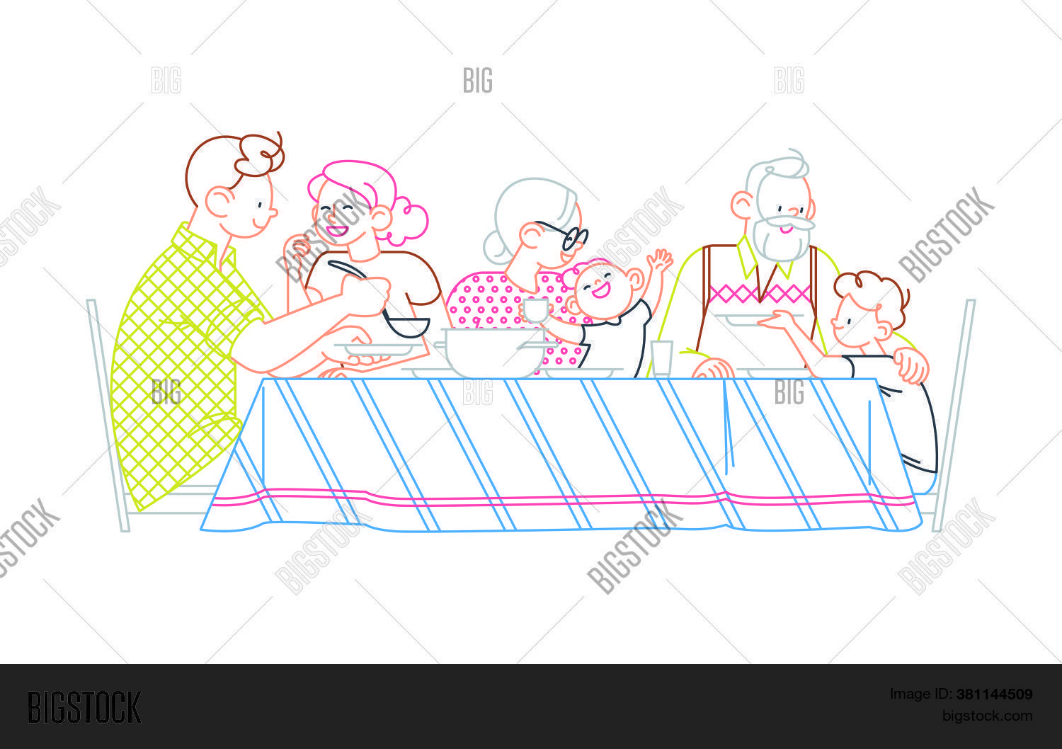 Family Table Portrait Vector & Photo (Free Trial) | Bigstock