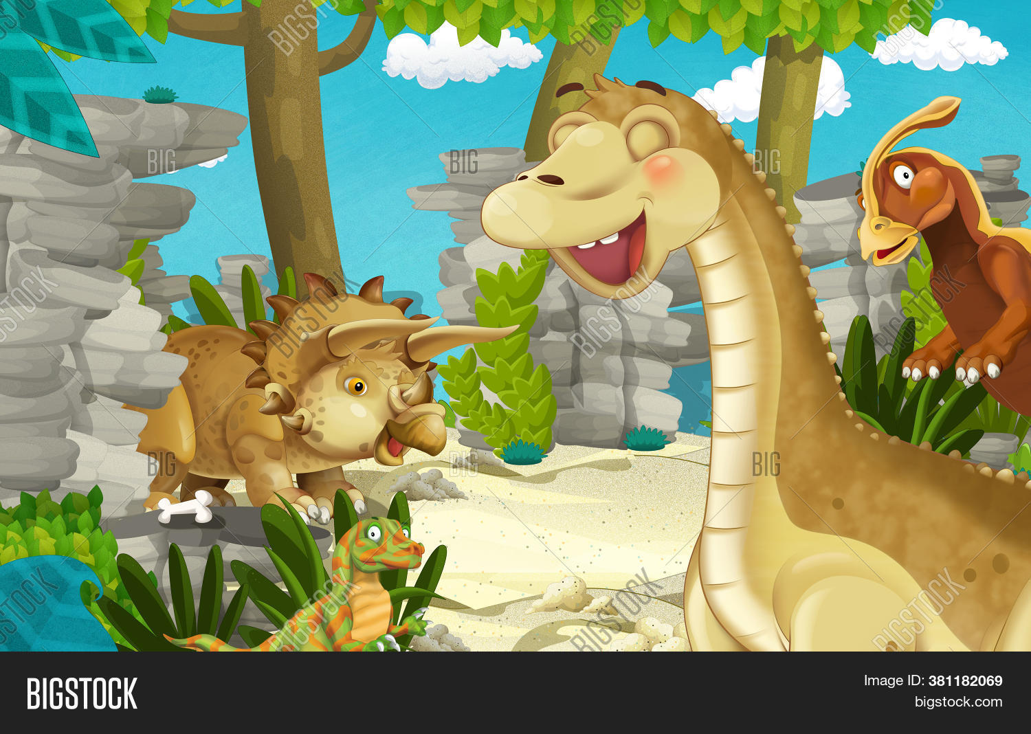 Cartoon Scene Dinosaur Image & Photo (Free Trial) | Bigstock