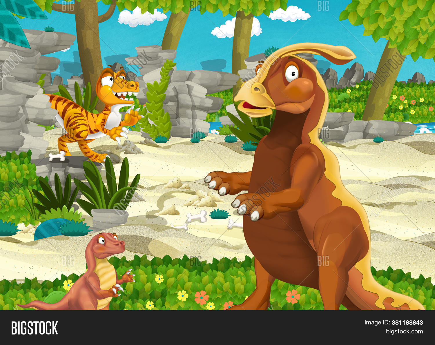 Cartoon Scene Dinosaur Image & Photo (Free Trial) | Bigstock