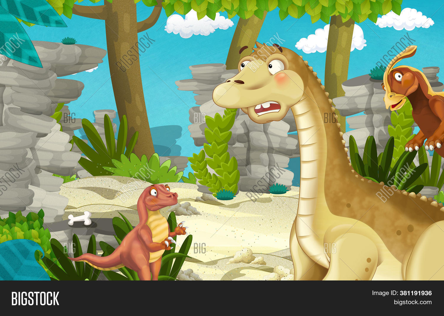 Cartoon Scene Dinosaur Image & Photo (Free Trial) | Bigstock