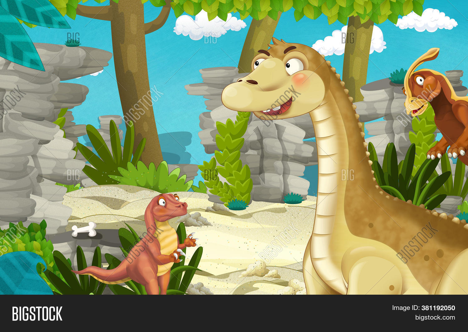 Cartoon Scene Dinosaur Image & Photo (Free Trial) | Bigstock