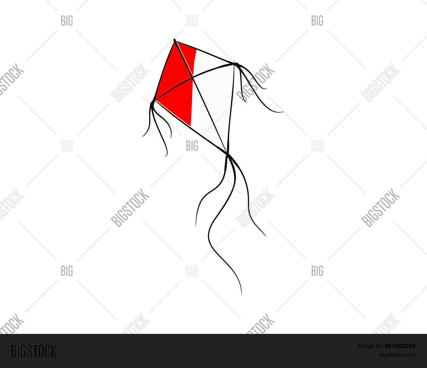 Red White Kite On Vector & Photo (Free Trial) | Bigstock