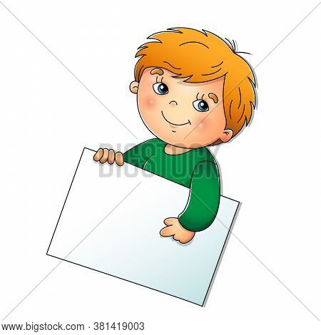 Cute Boy Holding Sign Vector & Photo (Free Trial) | Bigstock