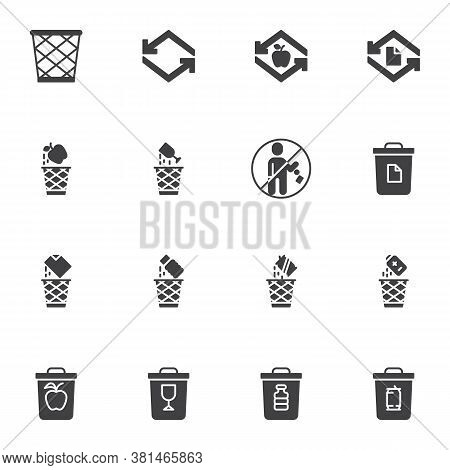 Waste Sorting Vector Icons Set, Modern Solid Symbol Collection, Filled ...