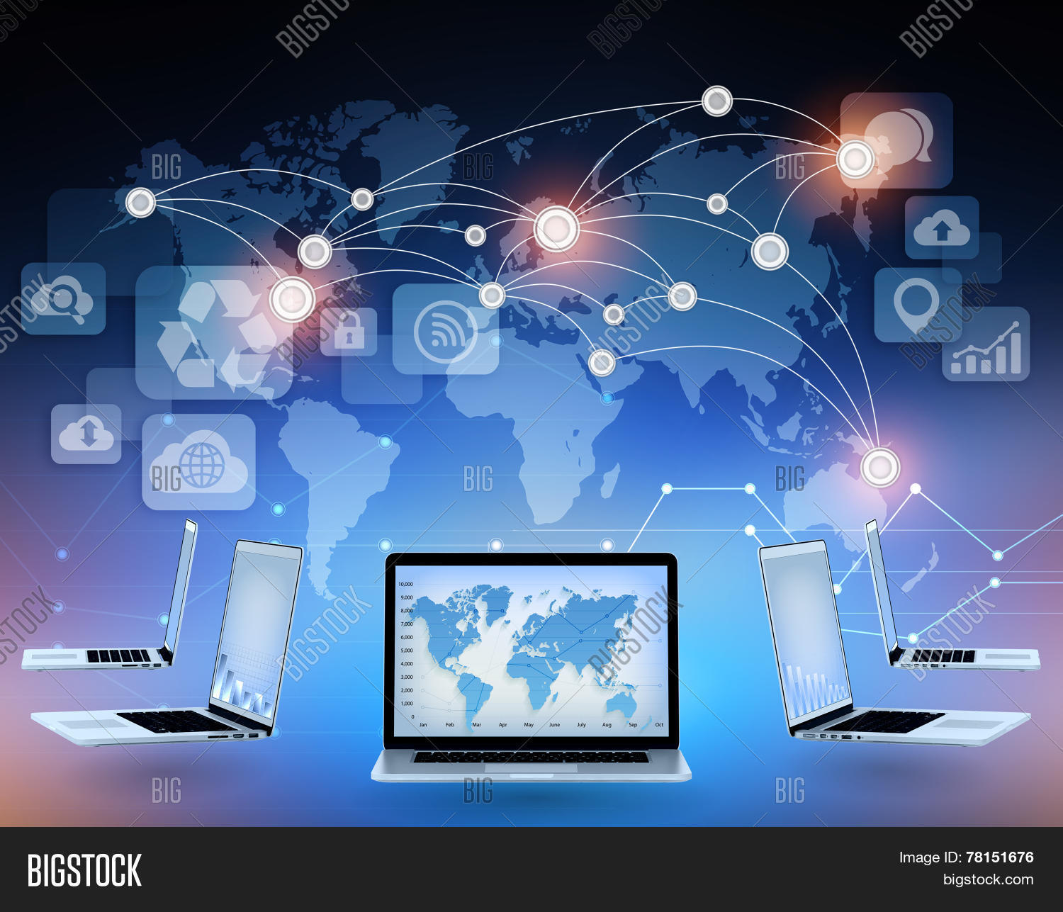 Laptops World Map Image & Photo (Free Trial) | Bigstock
