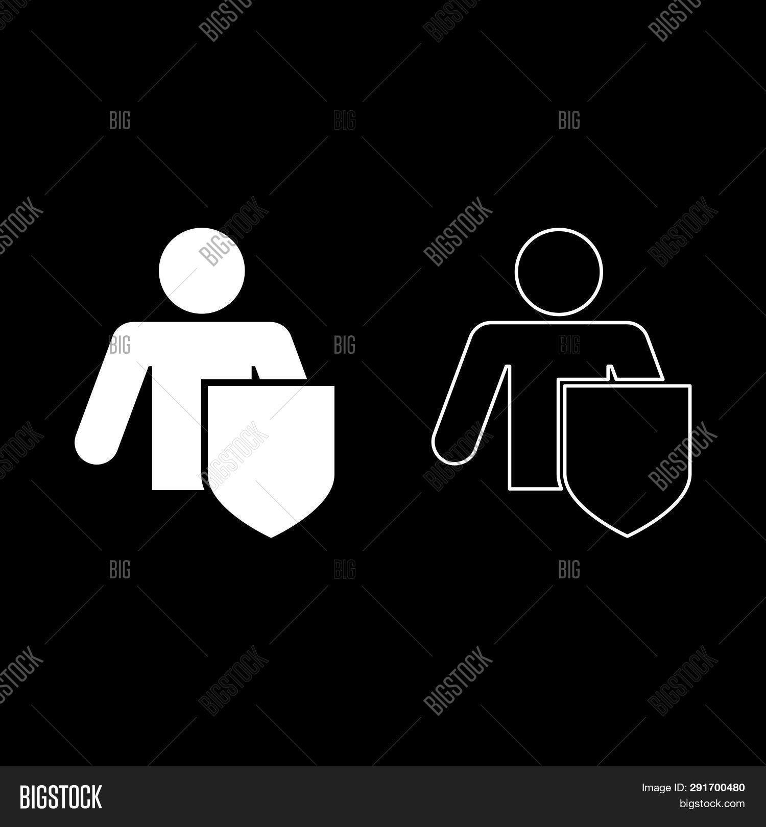 Stick Man Shield Vector & Photo (Free Trial) | Bigstock