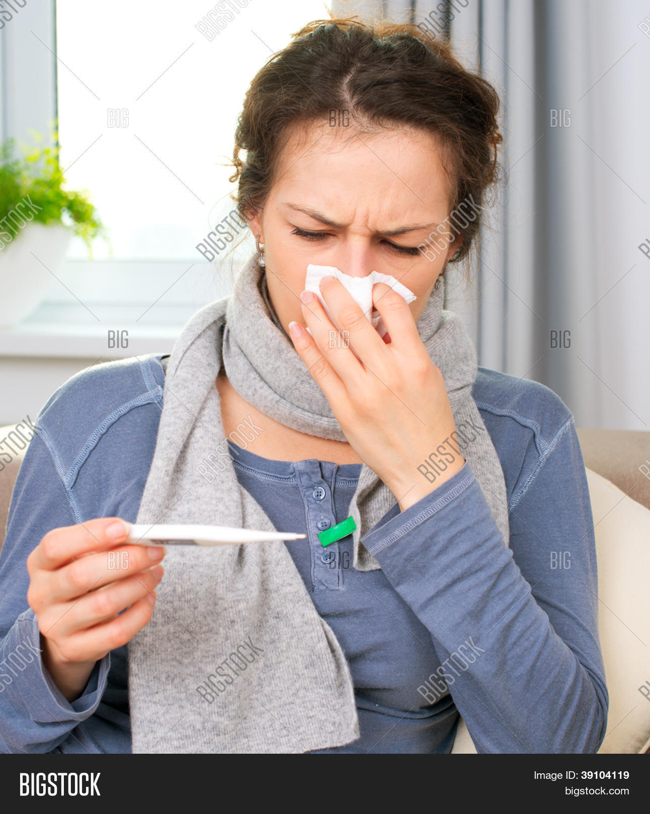 Sick Woman Thermometer Image & Photo (Free Trial) | Bigstock