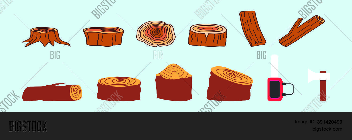 Set Wood Log Cartoon Vector & Photo (Free Trial) | Bigstock