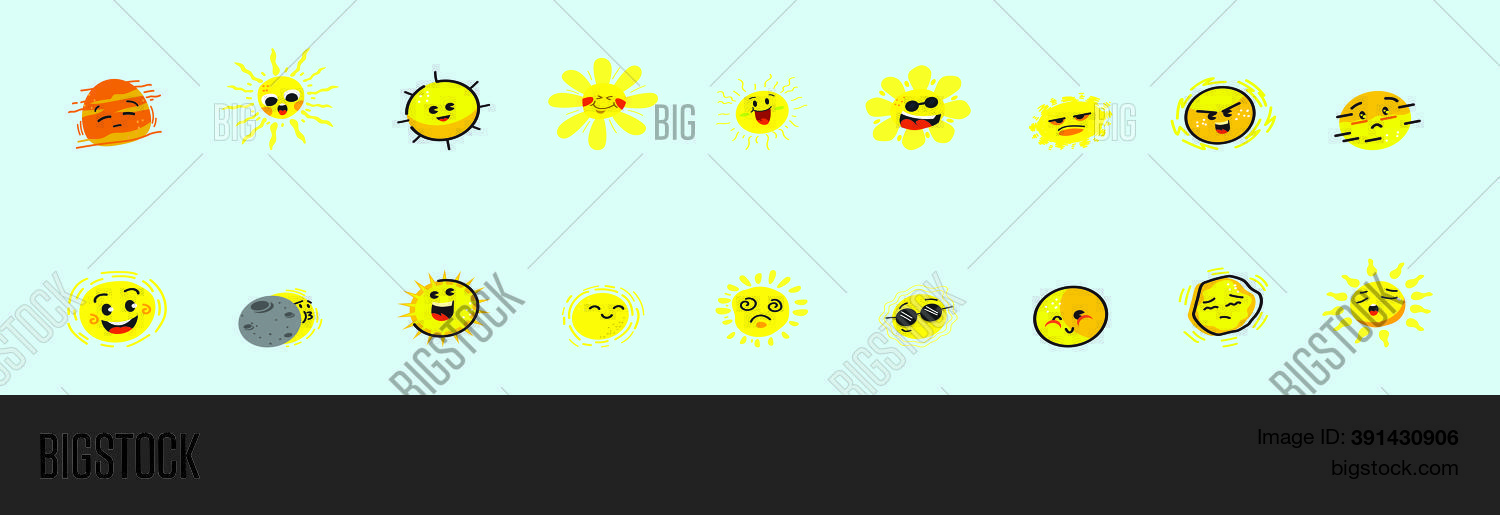 Set Sun Clipart Vector & Photo (Free Trial) | Bigstock