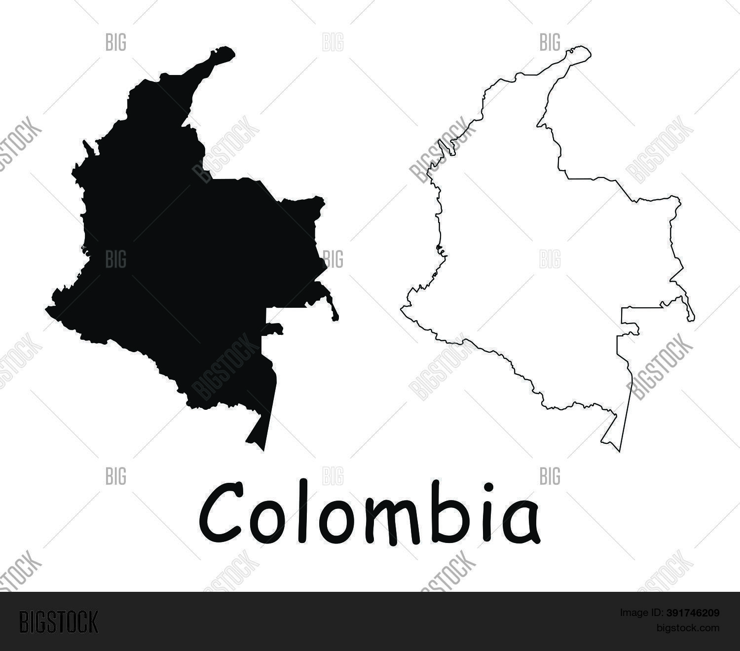 Colombia Country Map Vector & Photo (Free Trial) | Bigstock