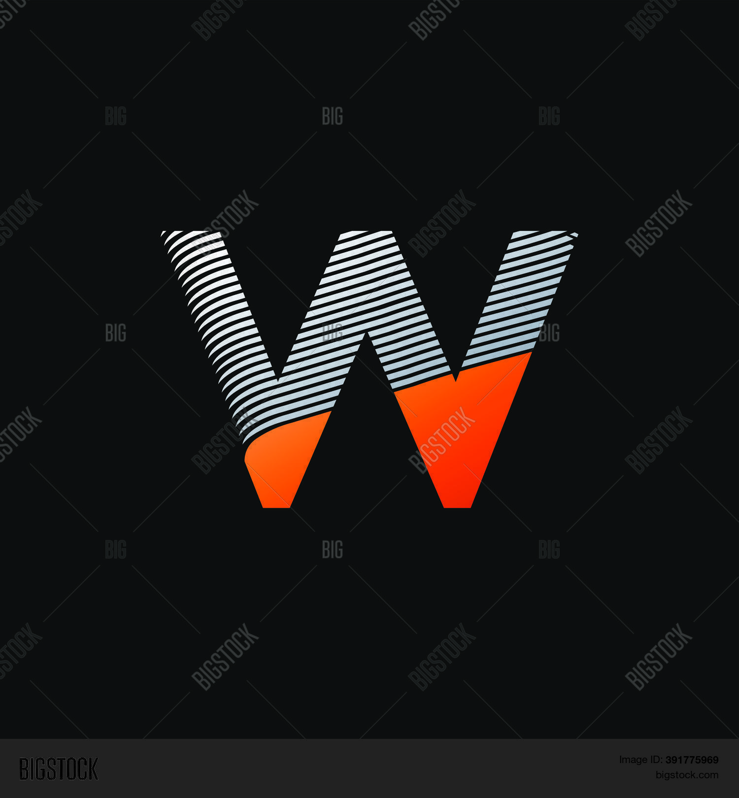 Line Stripes Letter W Vector & Photo (Free Trial) | Bigstock