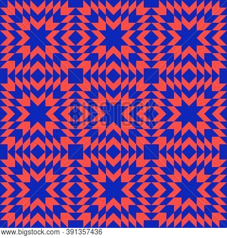 Abstract Vector Geometric Checkered Pattern. Seamless Texture With Star ...
