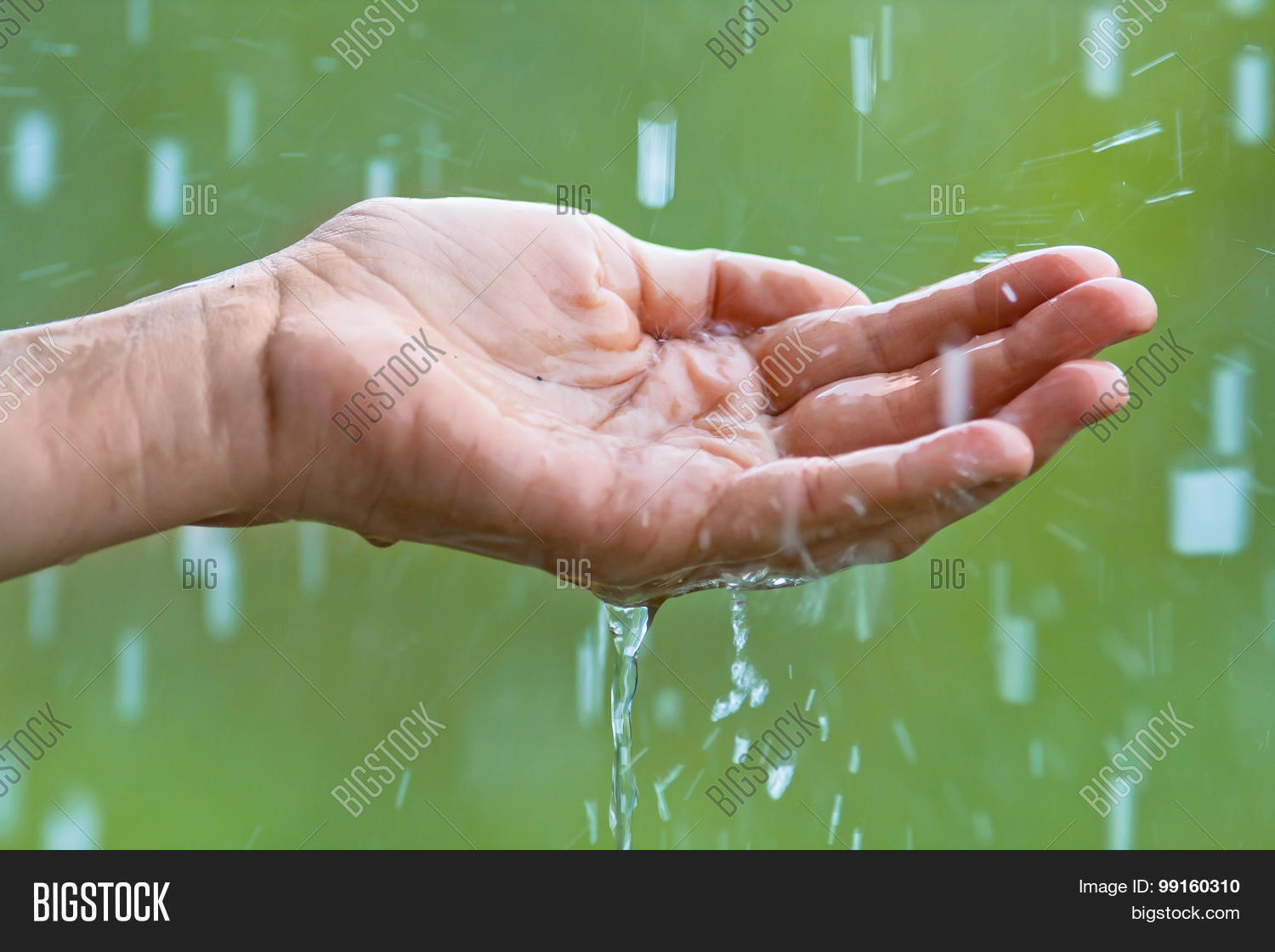 Rain Falling On A Hand