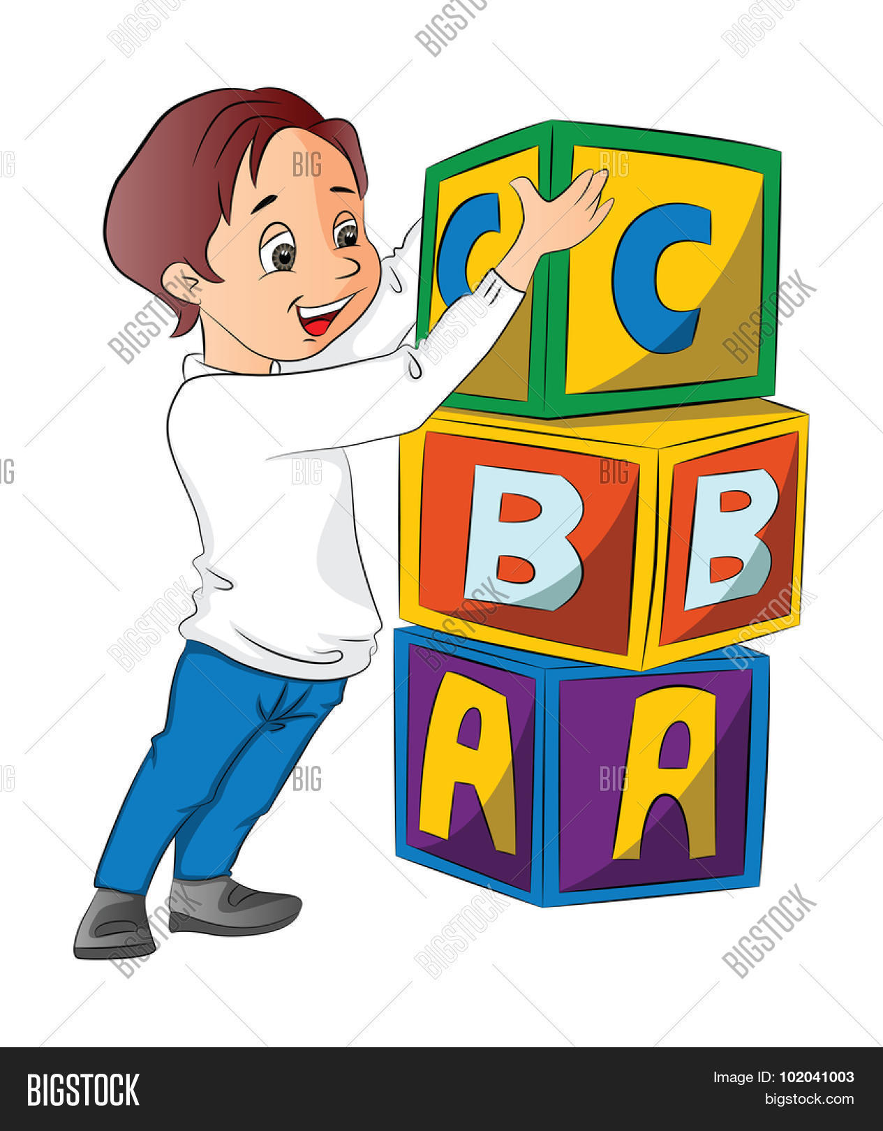 Boy Stacking Alphabet Vector & Photo (Free Trial) | Bigstock
