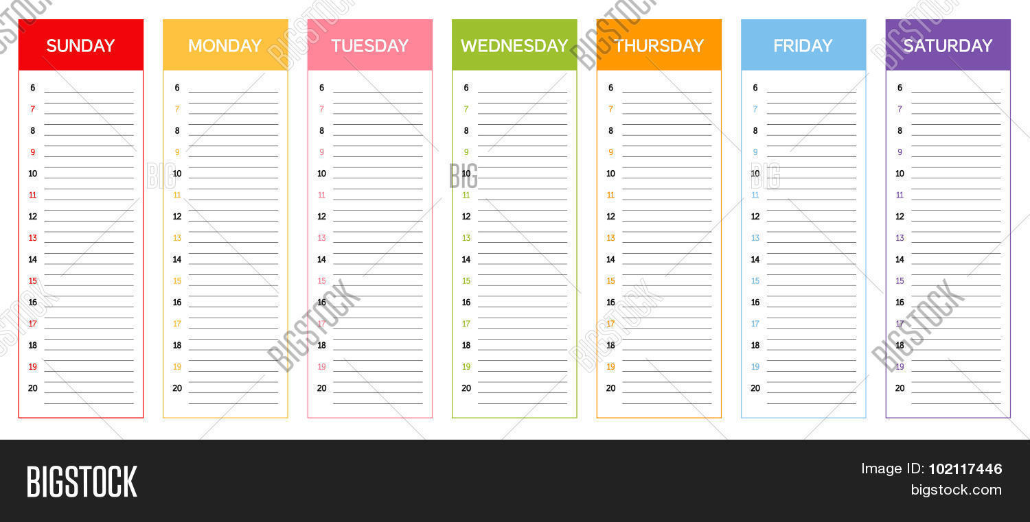 Week Planning Vector & Photo (Free Trial) | Bigstock