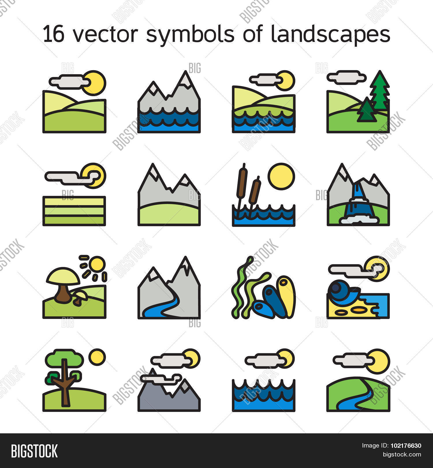 Landscape Icons Vector & Photo (Free Trial) | Bigstock