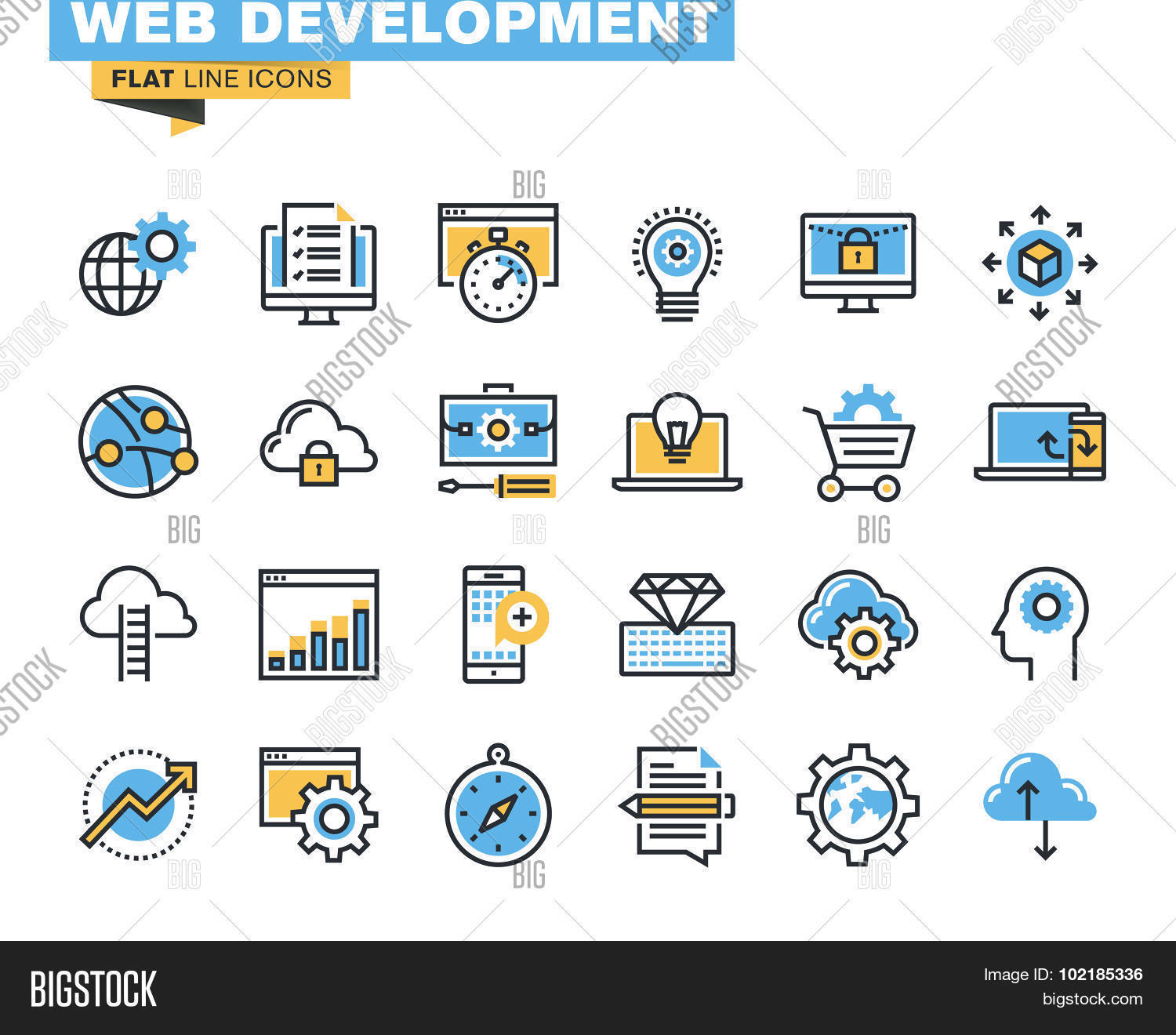 Flat Line Icon Pack Vector & Photo (Free Trial) | Bigstock