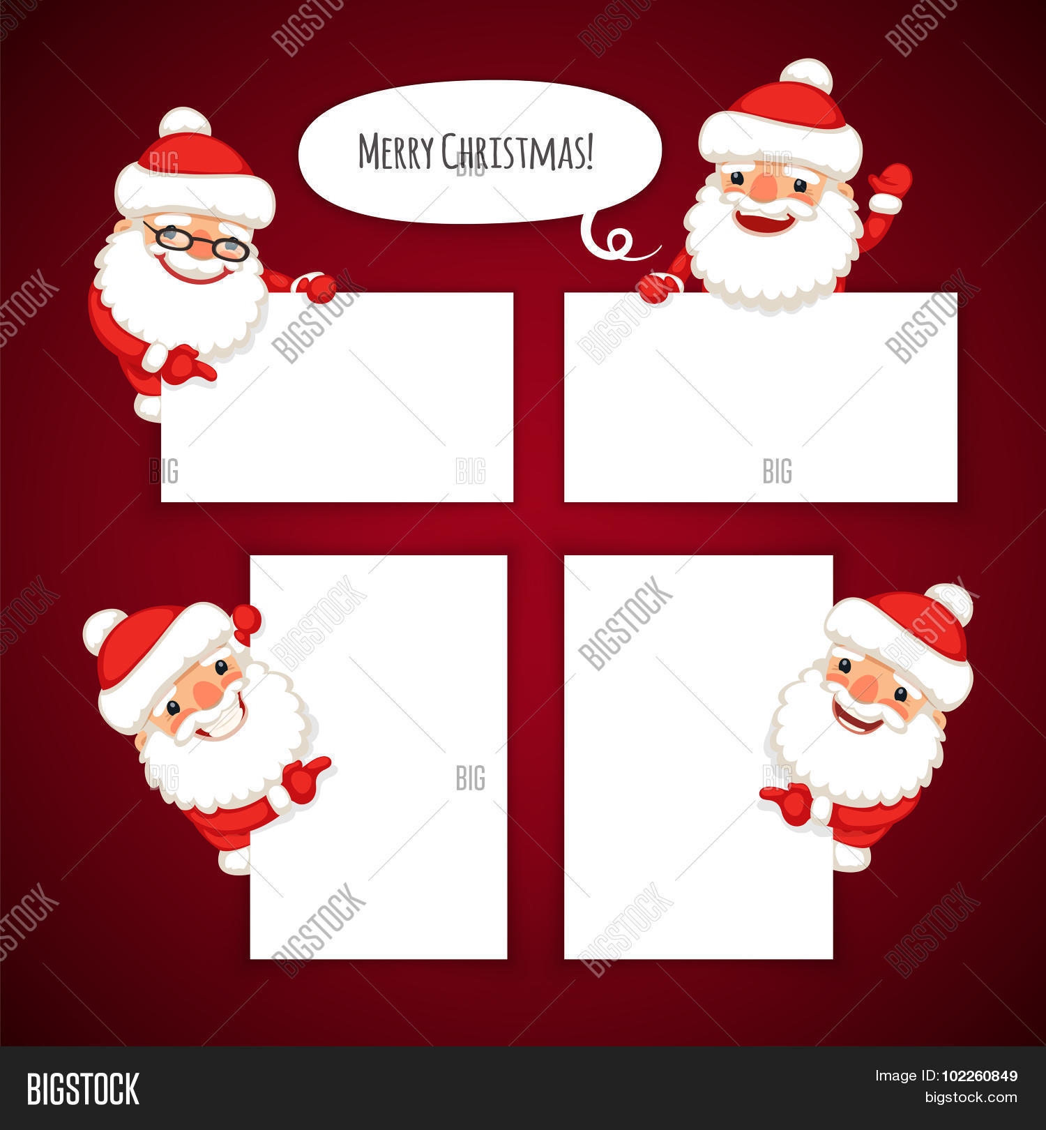 Set Cartoon Santa Vector & Photo (Free Trial) | Bigstock