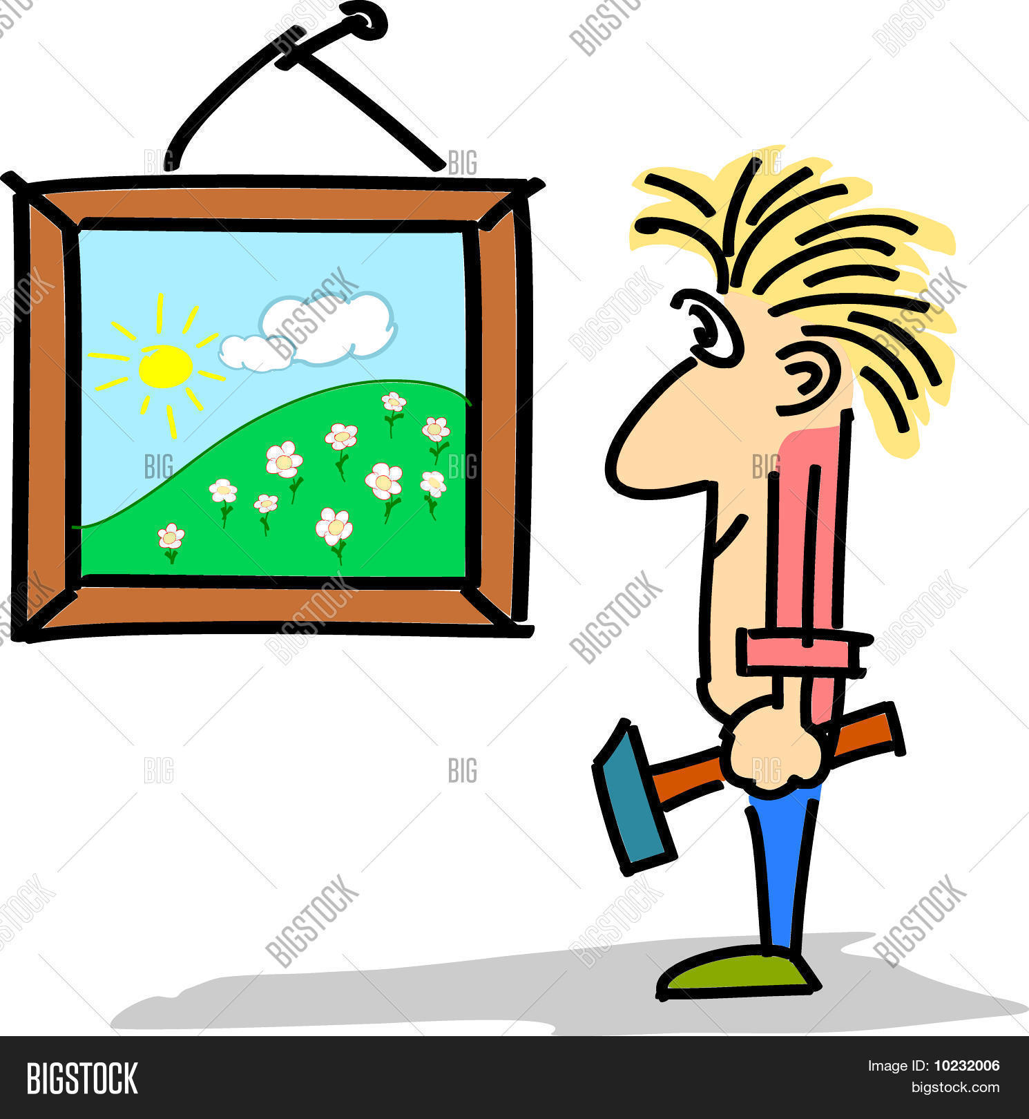 Man Has Hung Picture Vector & Photo (Free Trial) | Bigstock