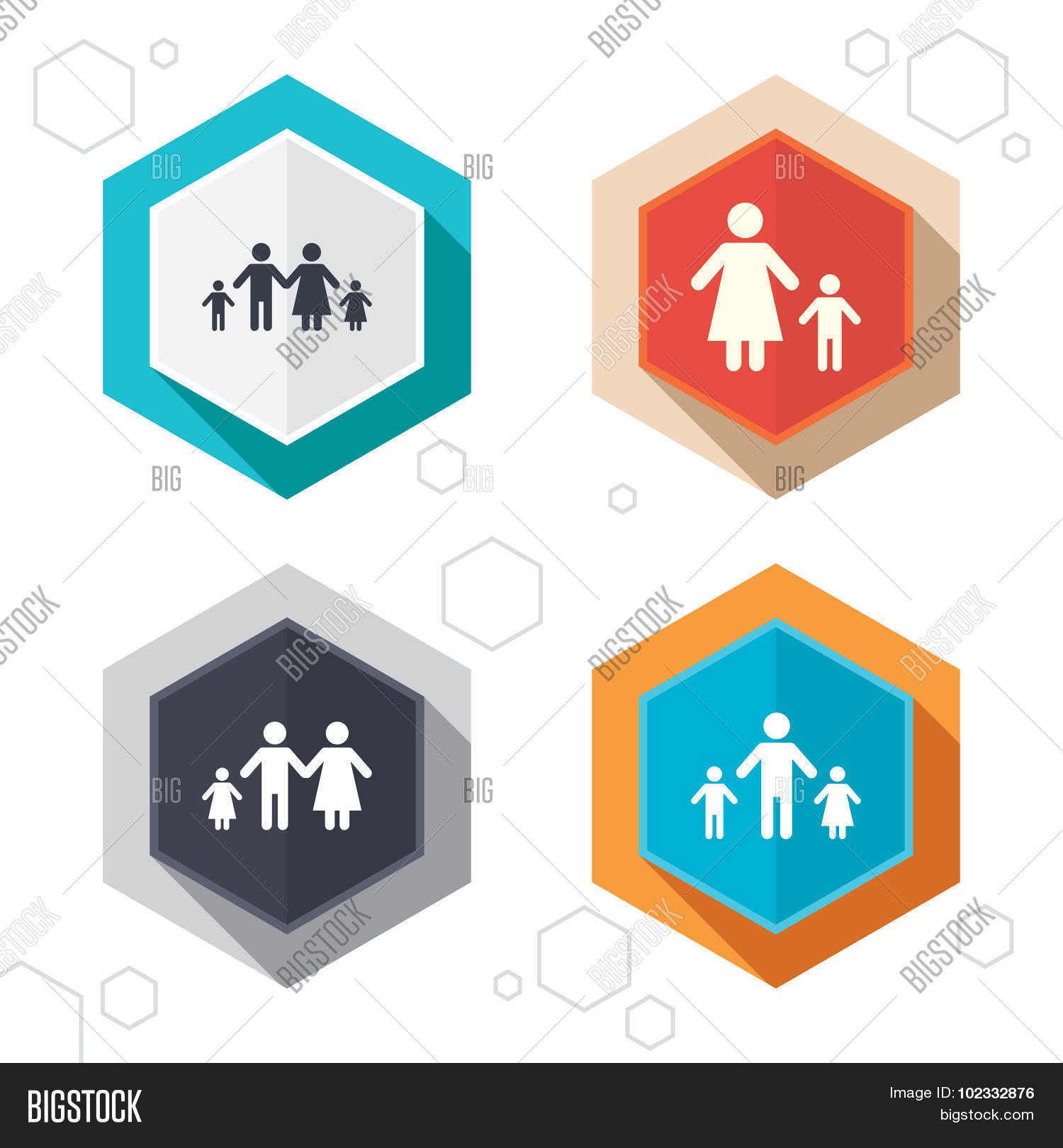 Family Two Children Vector & Photo (Free Trial) | Bigstock