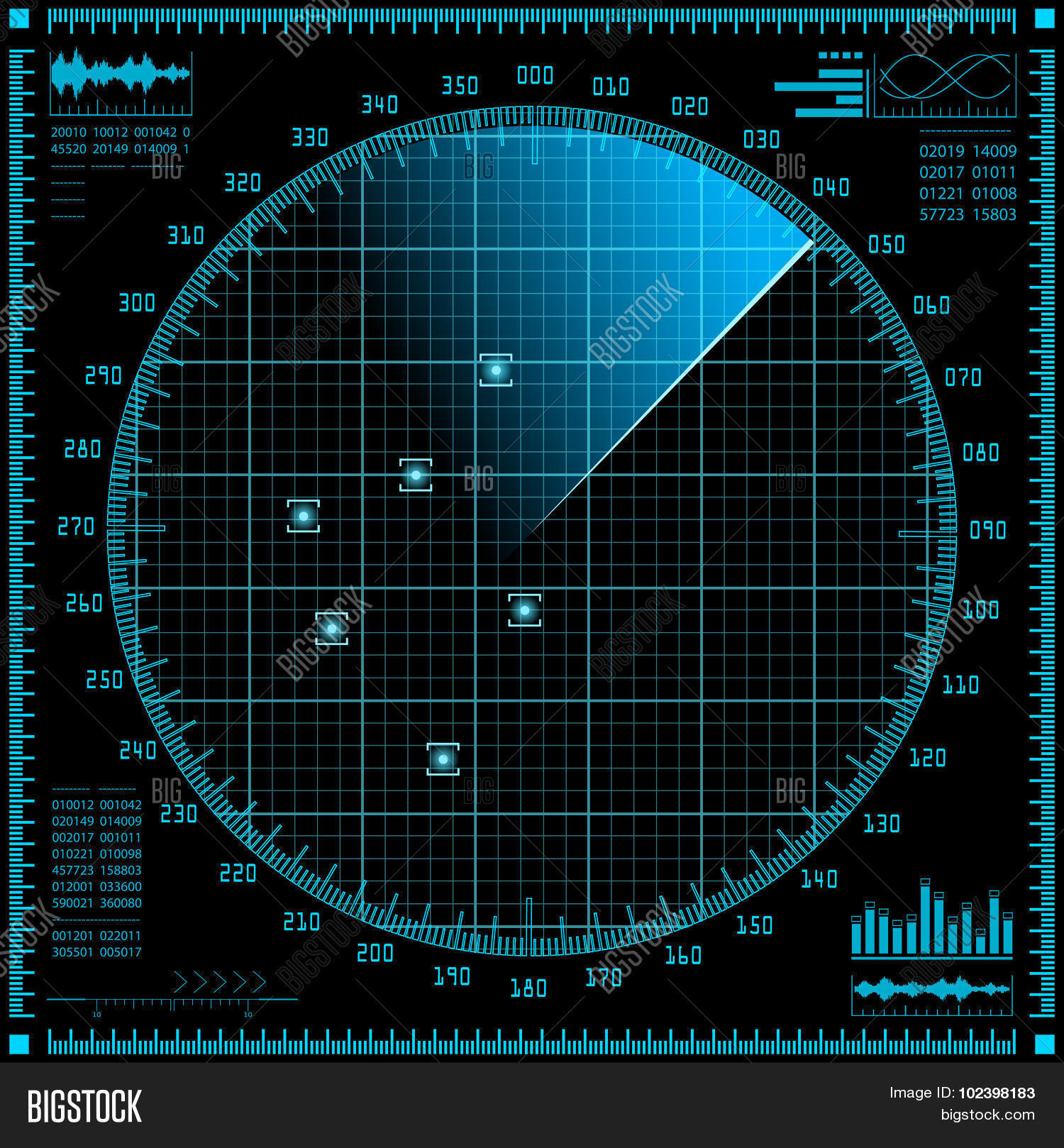 Blue Radar Screen. Vector & Photo (Free Trial) | Bigstock