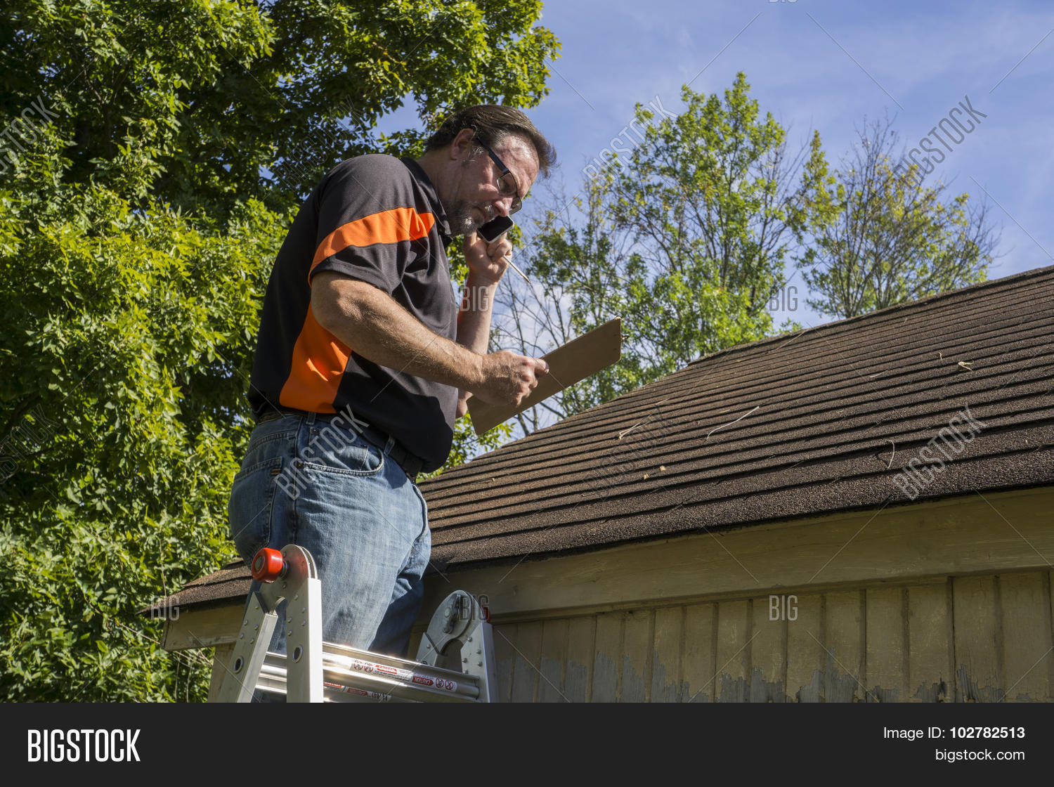 Contractor On Ladder Image & Photo (Free Trial) | Bigstock
