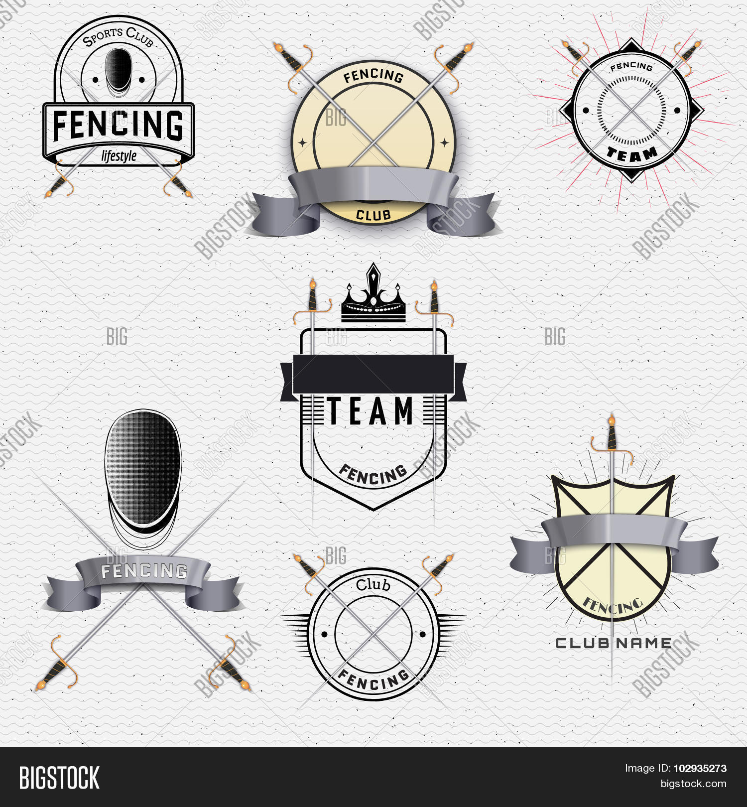 Fencing Badges Logos Vector & Photo (Free Trial) | Bigstock