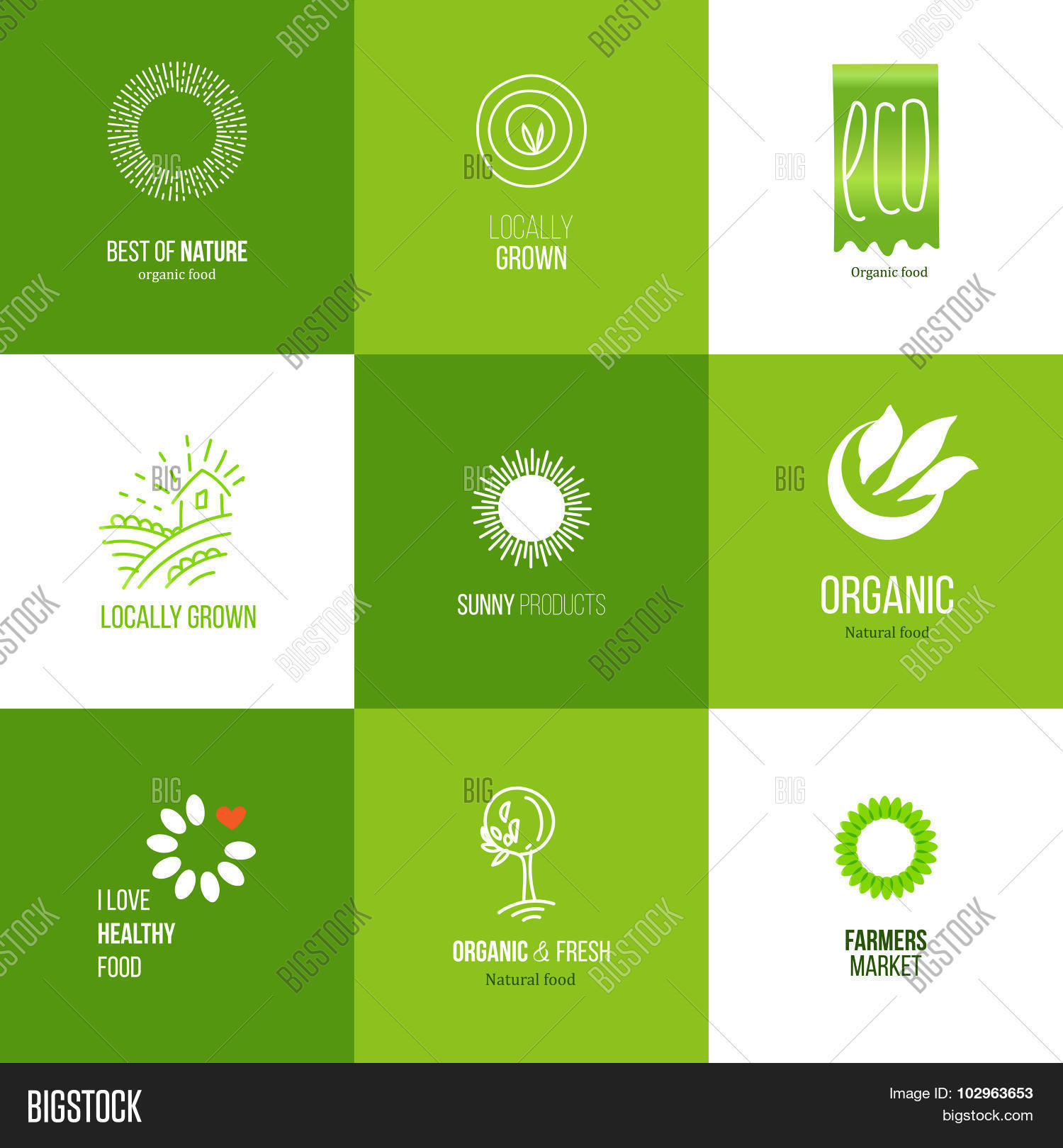 Natural Food Logo Set Vector & Photo (Free Trial) | Bigstock