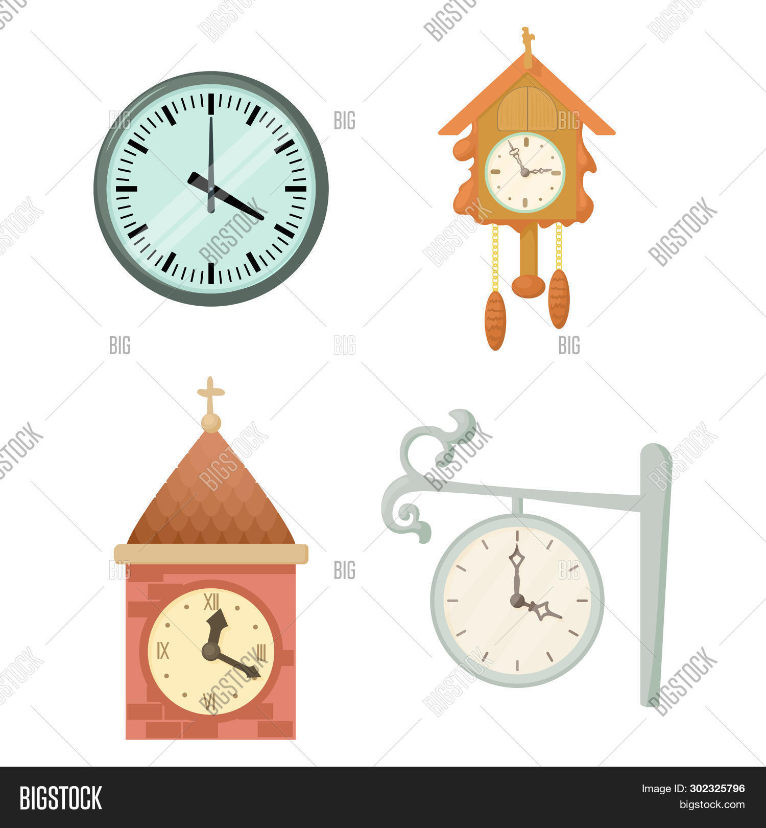 Wall Clock Icon Set. Image & Photo (Free Trial) | Bigstock