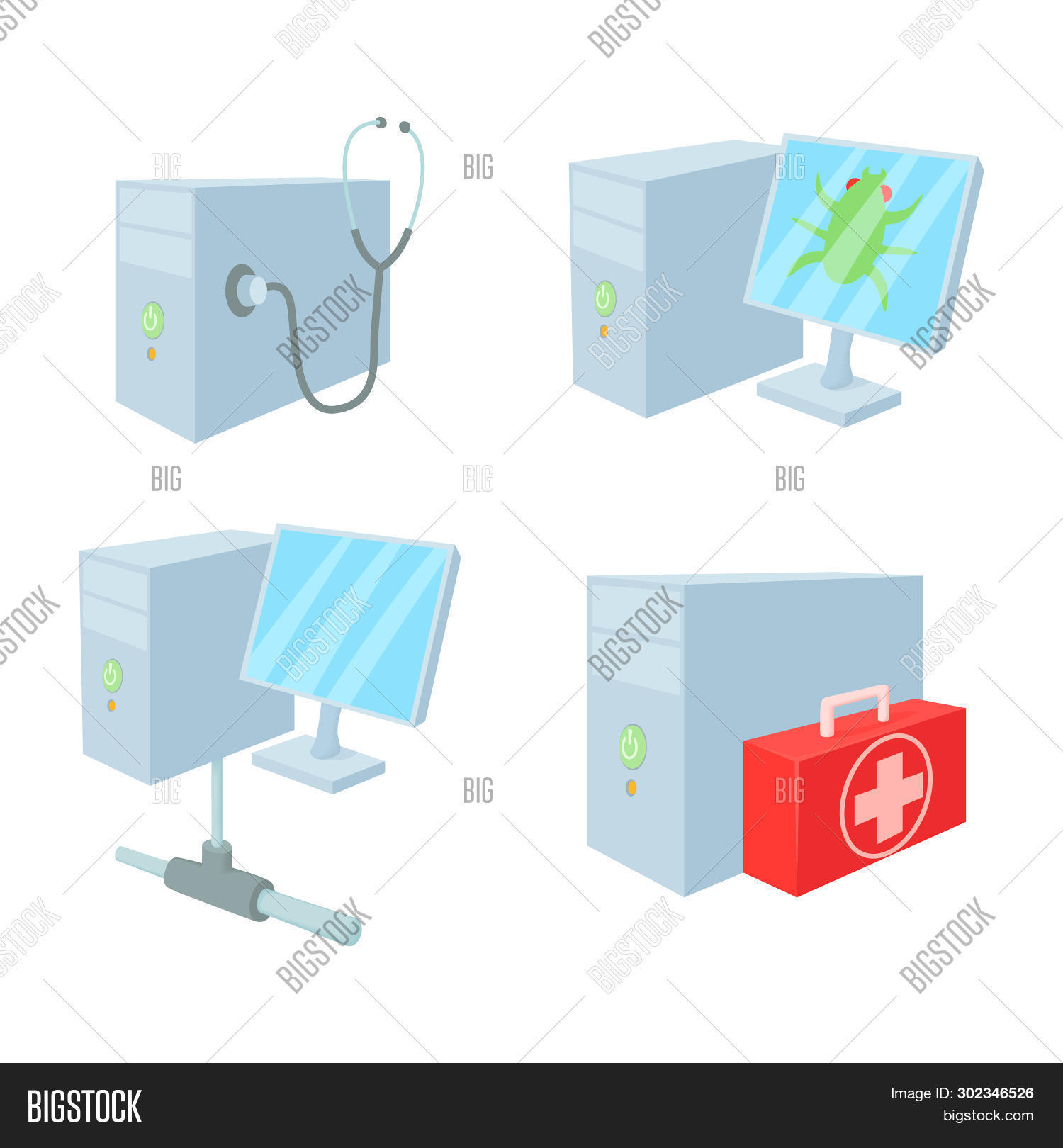 Desktop Pc Icon Set. Image & Photo (Free Trial) | Bigstock