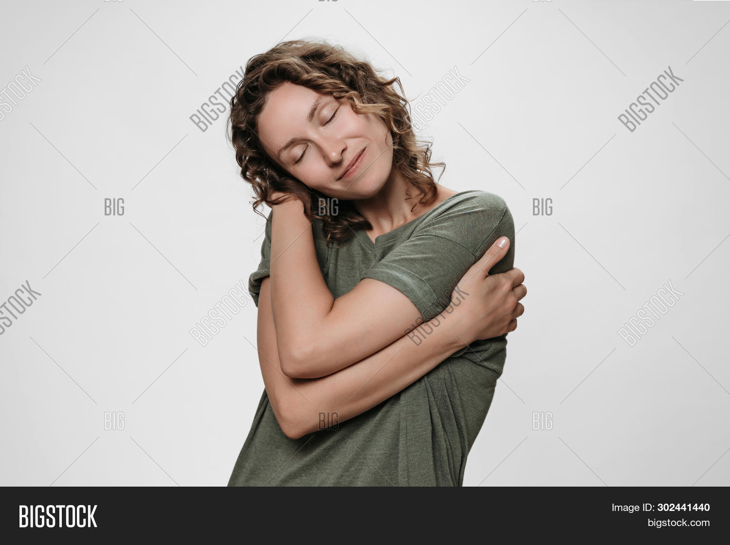 Curly Woman Hugging Image & Photo (Free Trial) | Bigstock