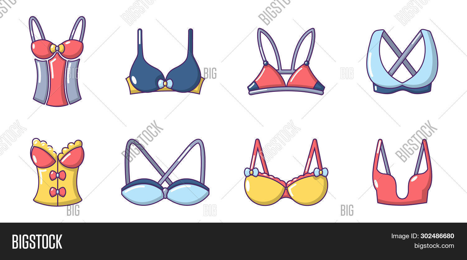 Bra Icon Set. Cartoon Image & Photo (Free Trial) | Bigstock
