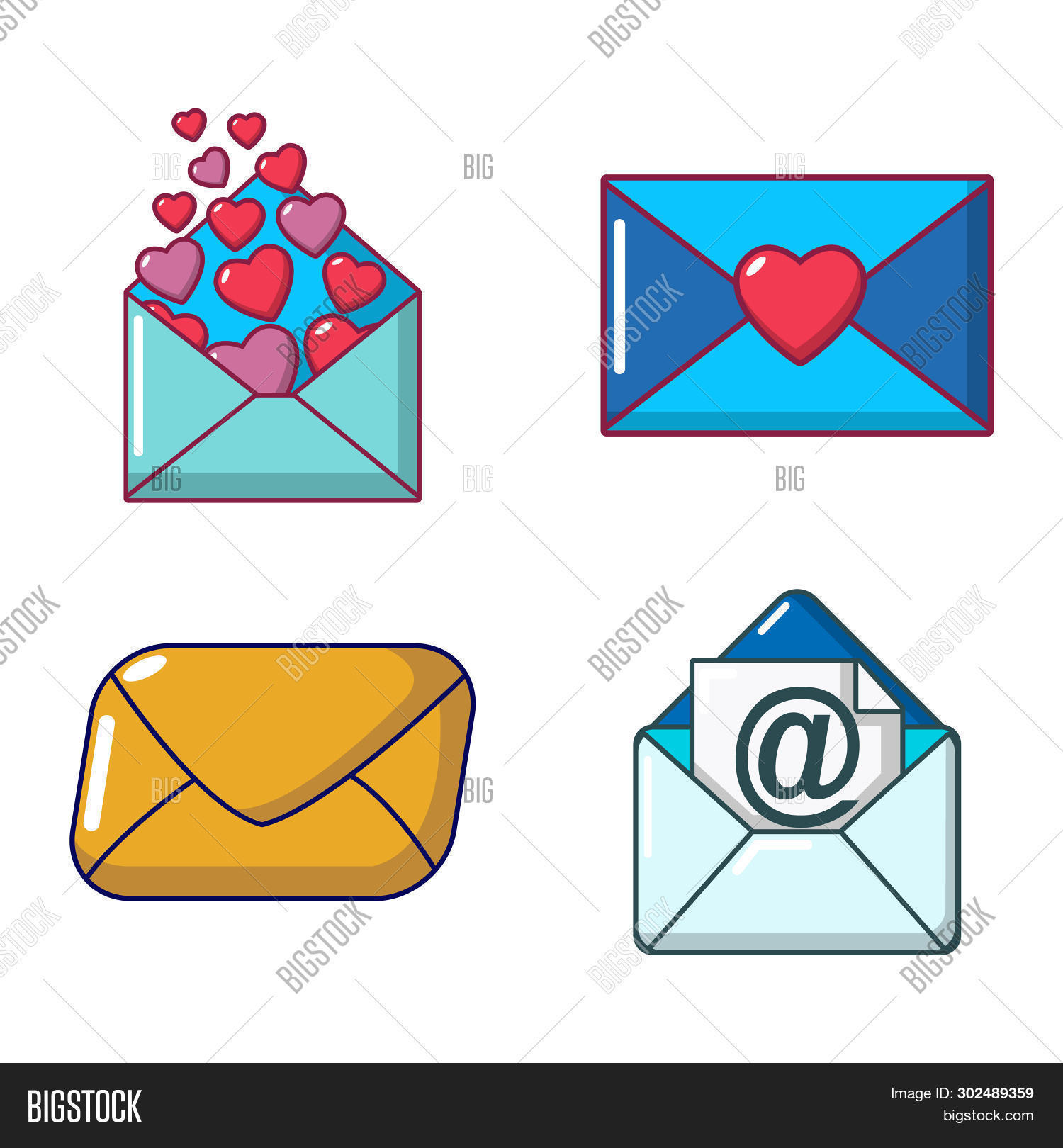 Mail Icon Set. Cartoon Image & Photo (Free Trial) | Bigstock