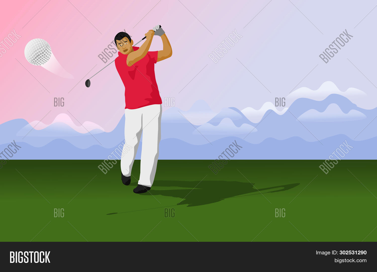 Golfers Hitting Ball Vector & Photo (Free Trial) | Bigstock