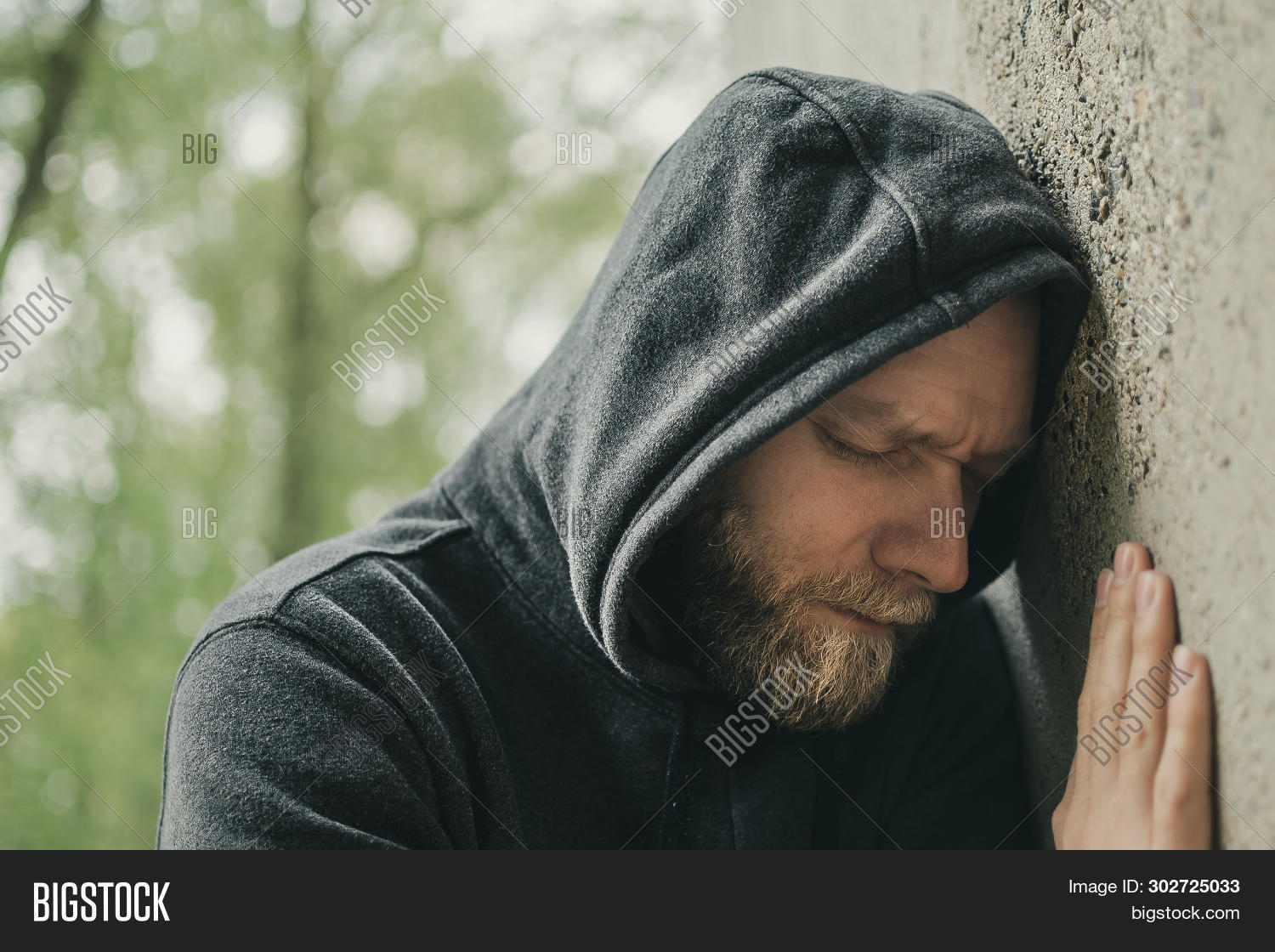 Sad Man Leaning His Image & Photo (Free Trial) | Bigstock