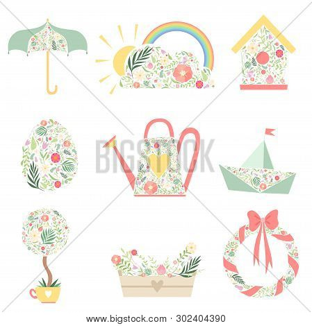 Cute Spring Symbols Vector & Photo (Free Trial) | Bigstock