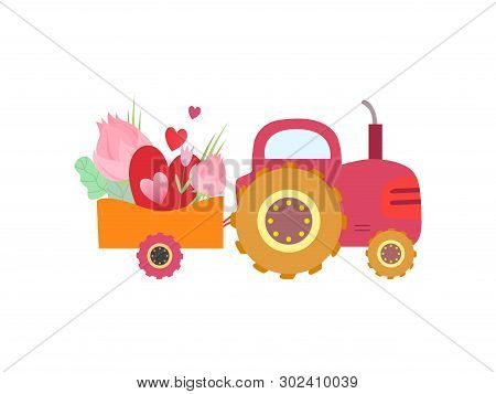 Cute Pink Tractor Vector & Photo (Free Trial) | Bigstock