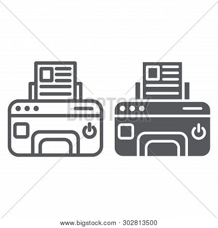 Printer Line Glyph Vector & Photo (Free Trial) | Bigstock